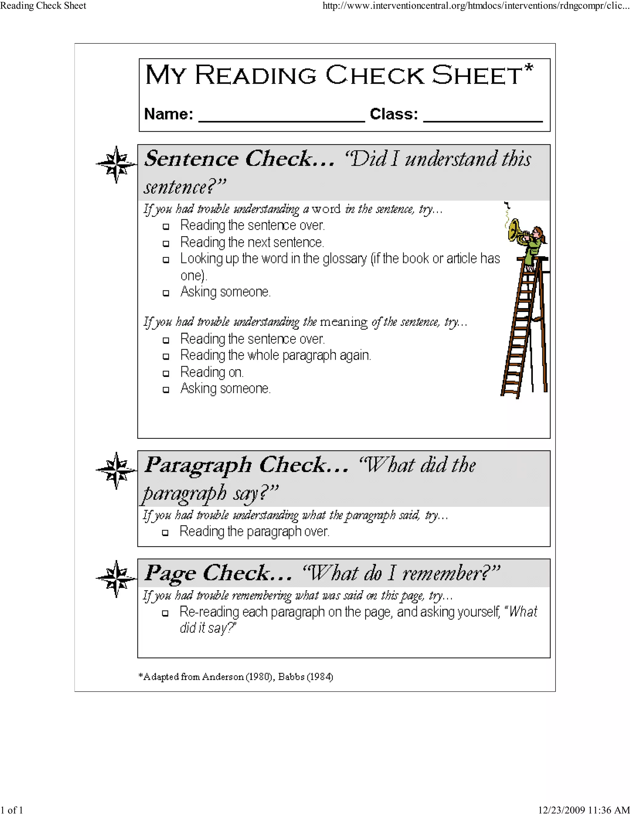 Click or clunk_check_sheet | PDF | Educational Assessment | Education