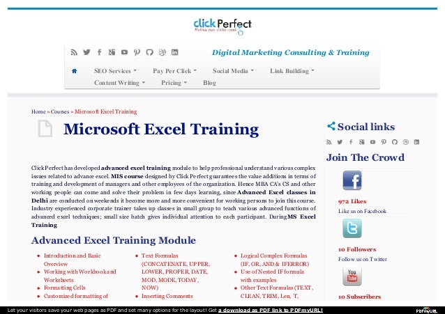excel training module