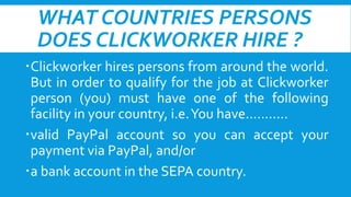 Clickworker | PPTX | Resume Writing and Advice | Job Search