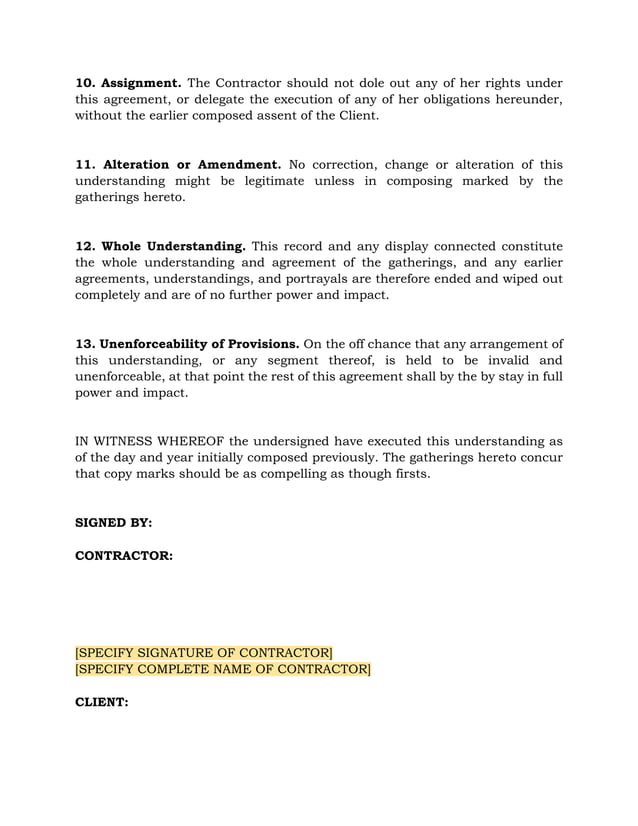 CLIENT CONTRACTOR AGREEMENT | PDF