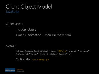 2010 - Developer look at the Client Object Model | PPTX