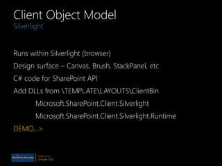 2010 - Developer look at the Client Object Model | PPTX