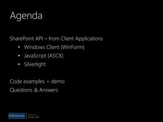 2010 - Developer look at the Client Object Model | PPTX
