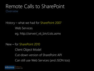 2010 - Developer look at the Client Object Model | PPTX