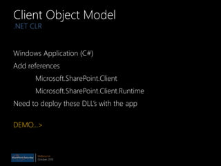 2010 - Developer look at the Client Object Model | PPTX