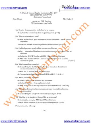 Client Server Computing Jntu Model Paper{Www.Studentyogi.Com} | PDF