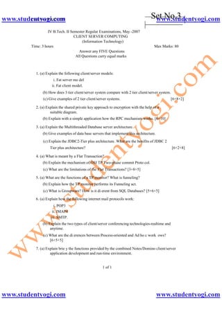 Client Server Computing Jntu Model Paper{Www.Studentyogi.Com} | PDF