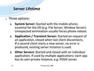 Symbian OS - Client Server Framework | PPTX