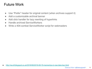 Client-side Reconstruction of Composite Mementos Using ServiceWorker | PPT