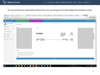 Africa Press List - Client/user dashboard overview - tutorial | PDF