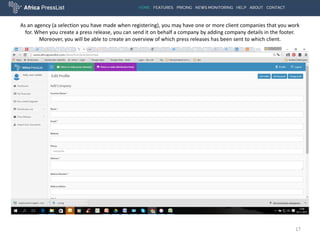 Africa Press List - Client/user dashboard overview - tutorial | PPT