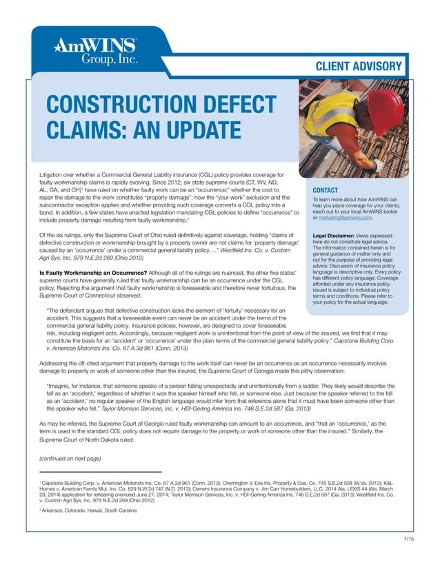 Construction Defect Claims: Update | PDF