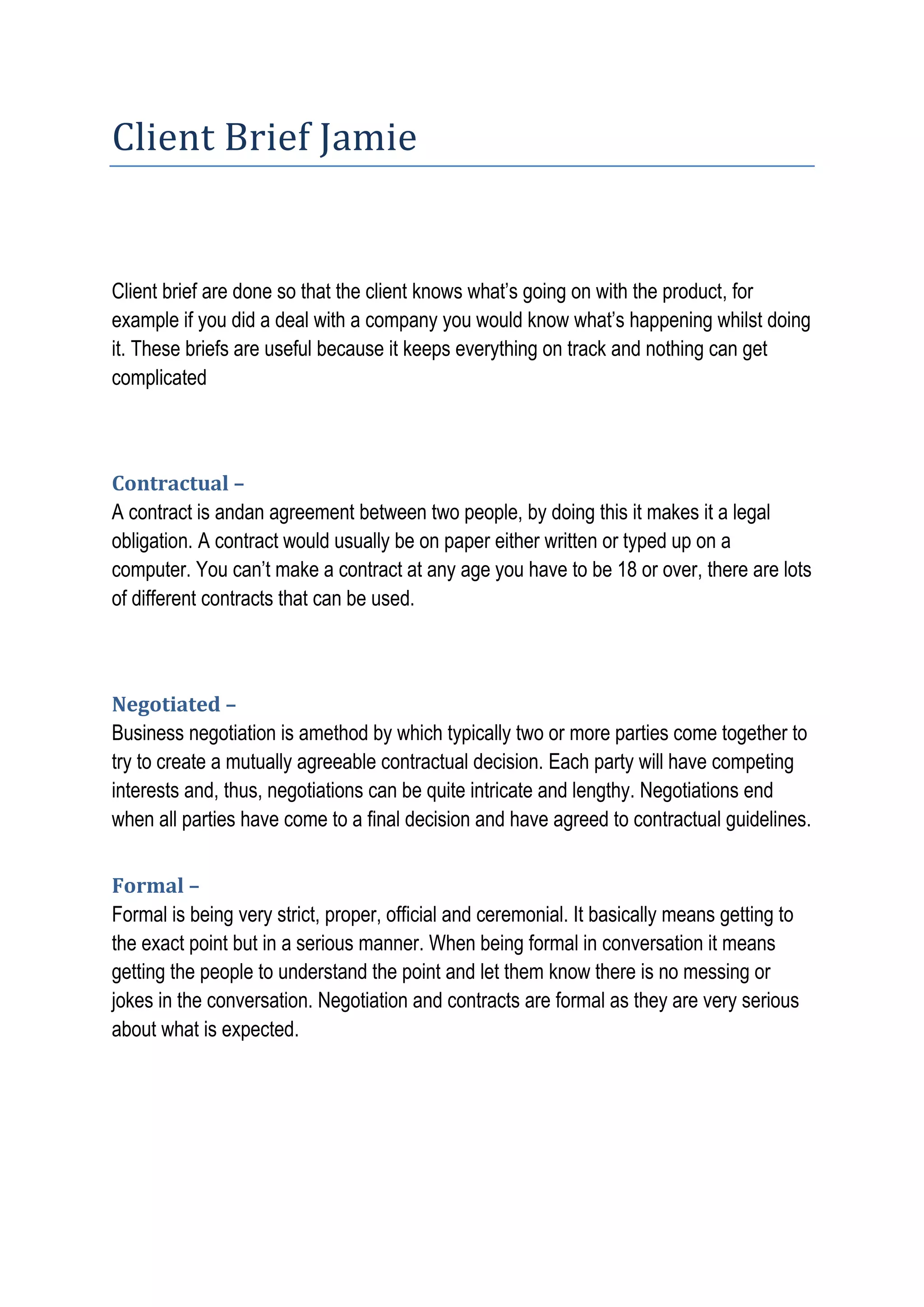 Client brief jamie | DOCX