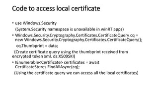 Client certificate validation in windows 8 | PPTX | Computing | Technology & Computing