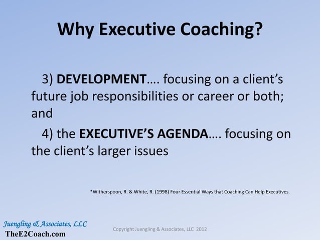 Executive Coaching - Purpose, Process and Outcomes | PPT