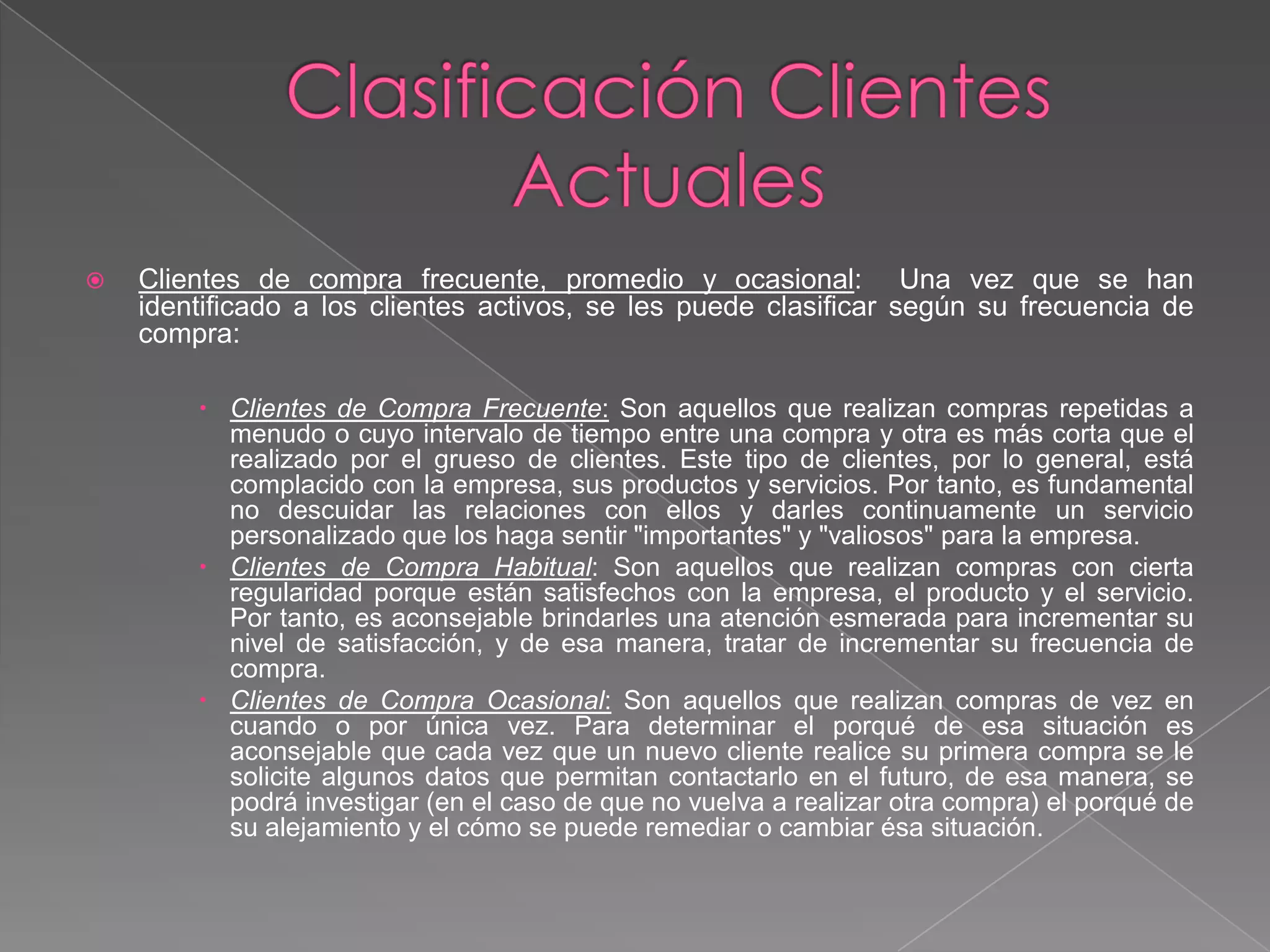 Clientes y su clasificación | PPTX