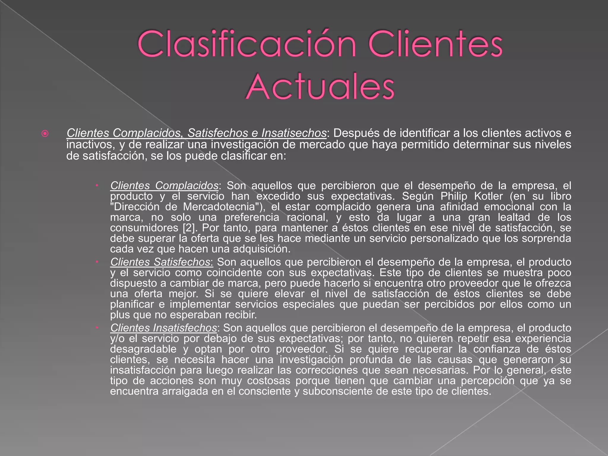 Clientes y su clasificación | PPTX