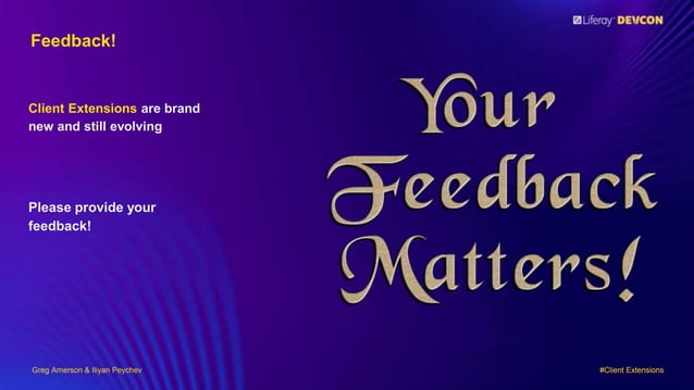 Client Extensions 101 - DEVCON 2023 | PPT
