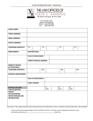 Client information sheet individual | PDF