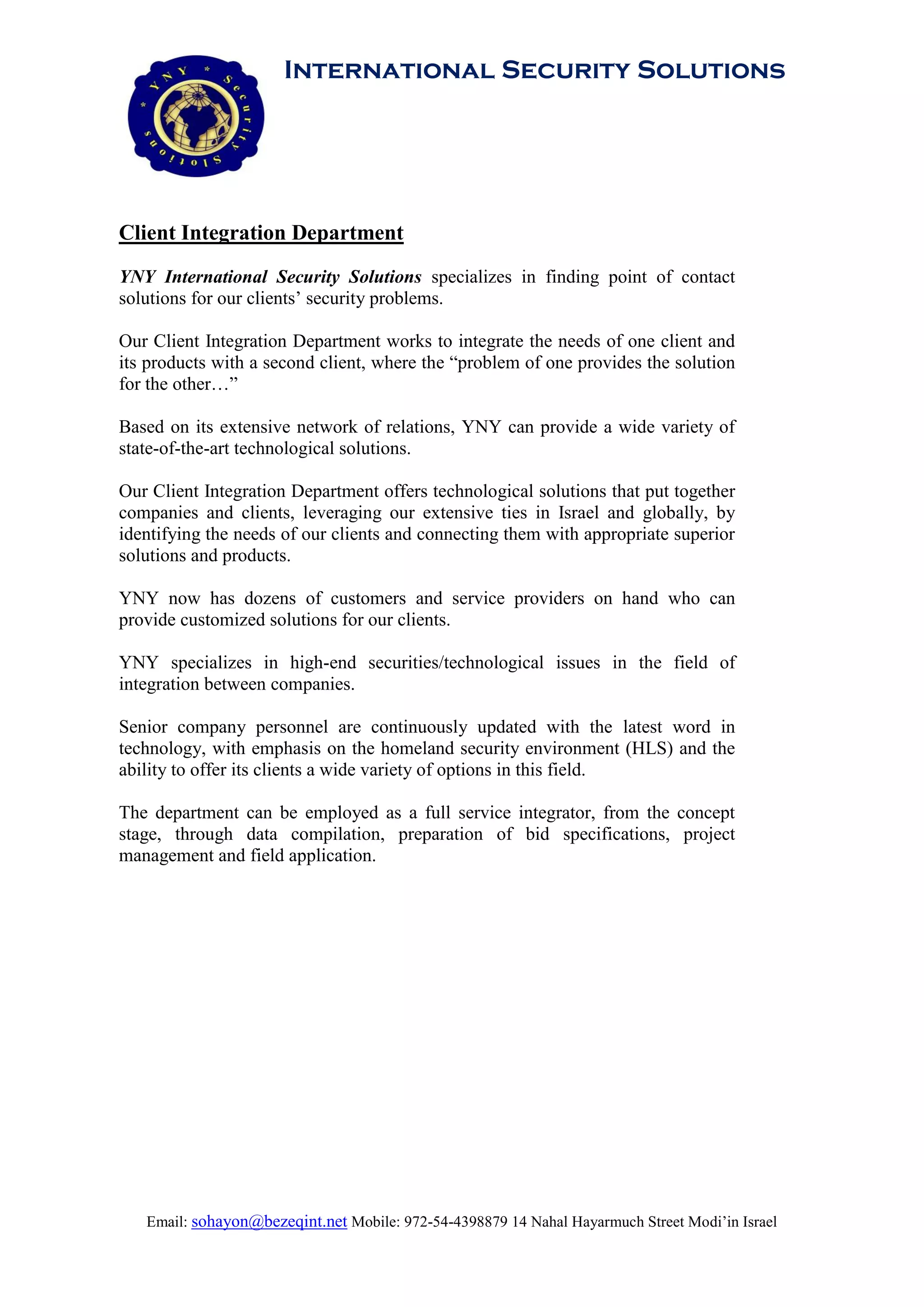 Client Integration Department | PDF