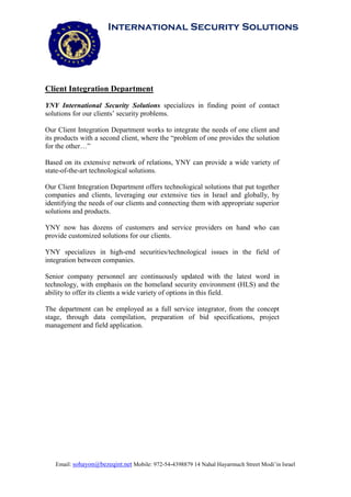 Client Integration Department | PDF