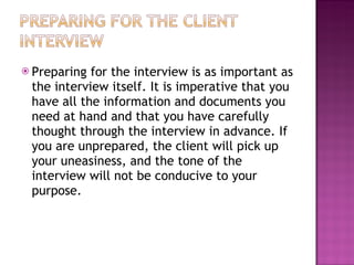 Client interviewing techniques | PPT