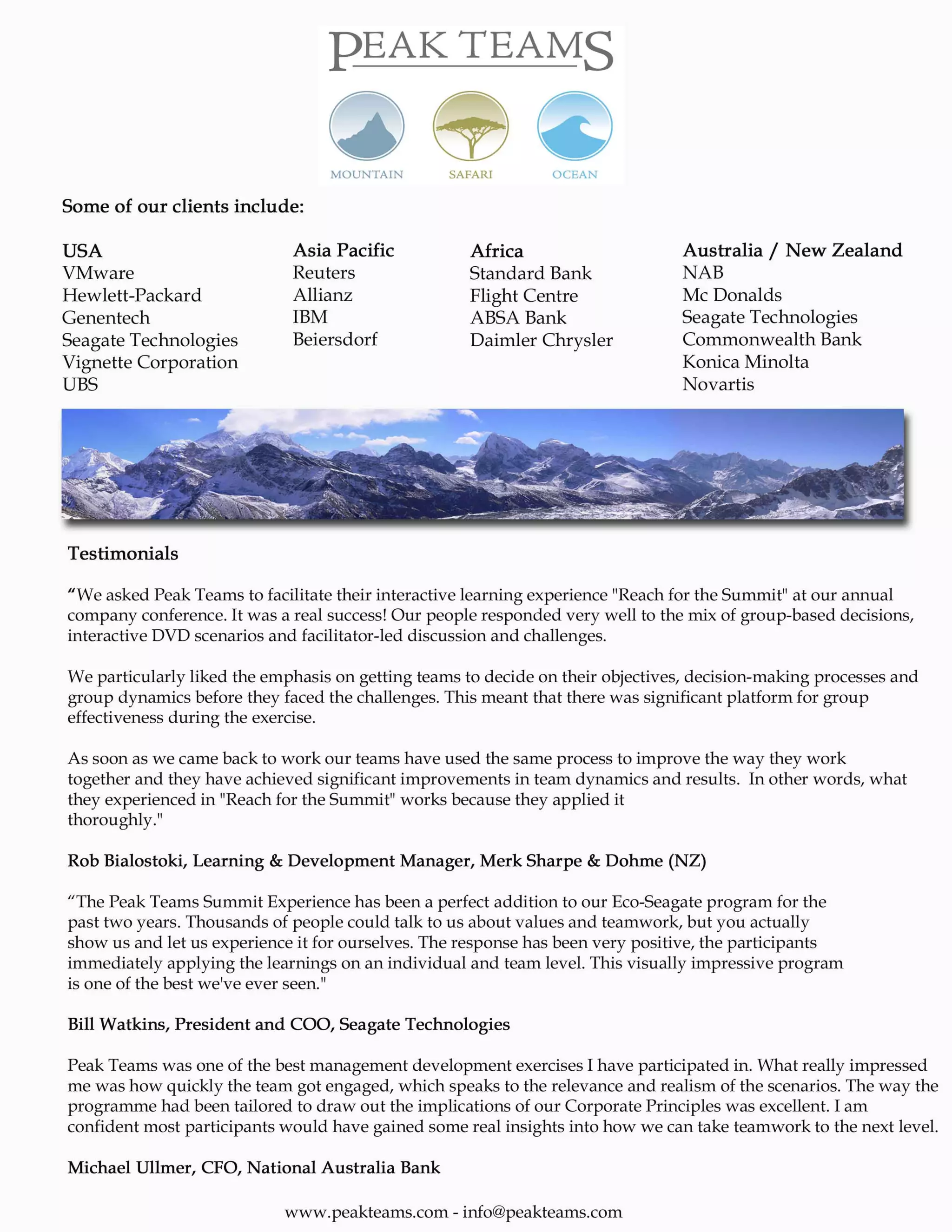 Peak Teams Client List | PDF