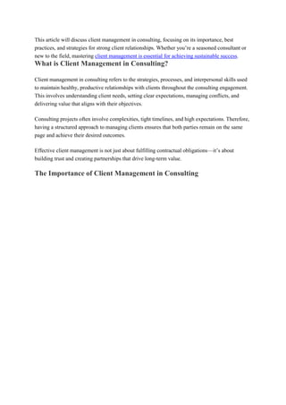 Client Management in Consulting: Best Practices | Mr. Business Magazine ...