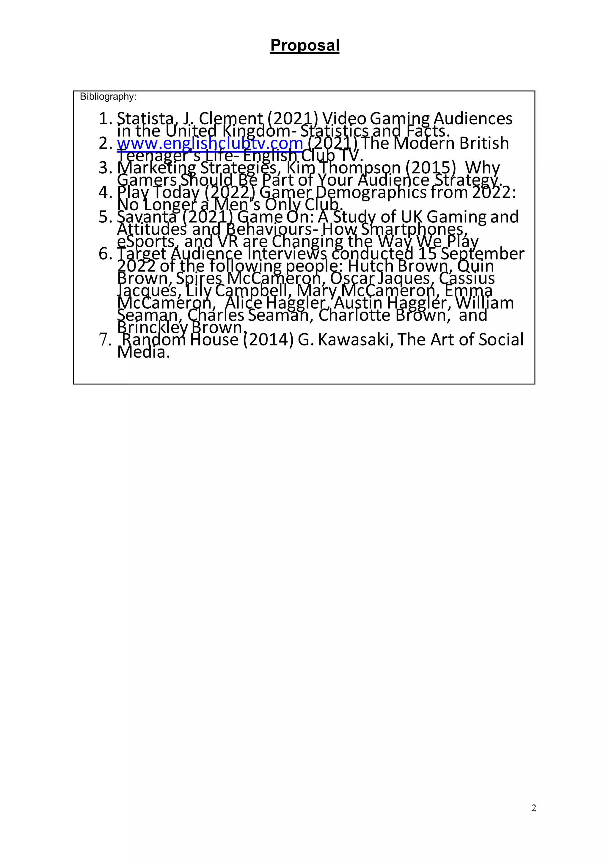 Client Proposal.docx | Video Gaming