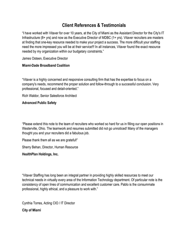Client References & Testimonials | PDF