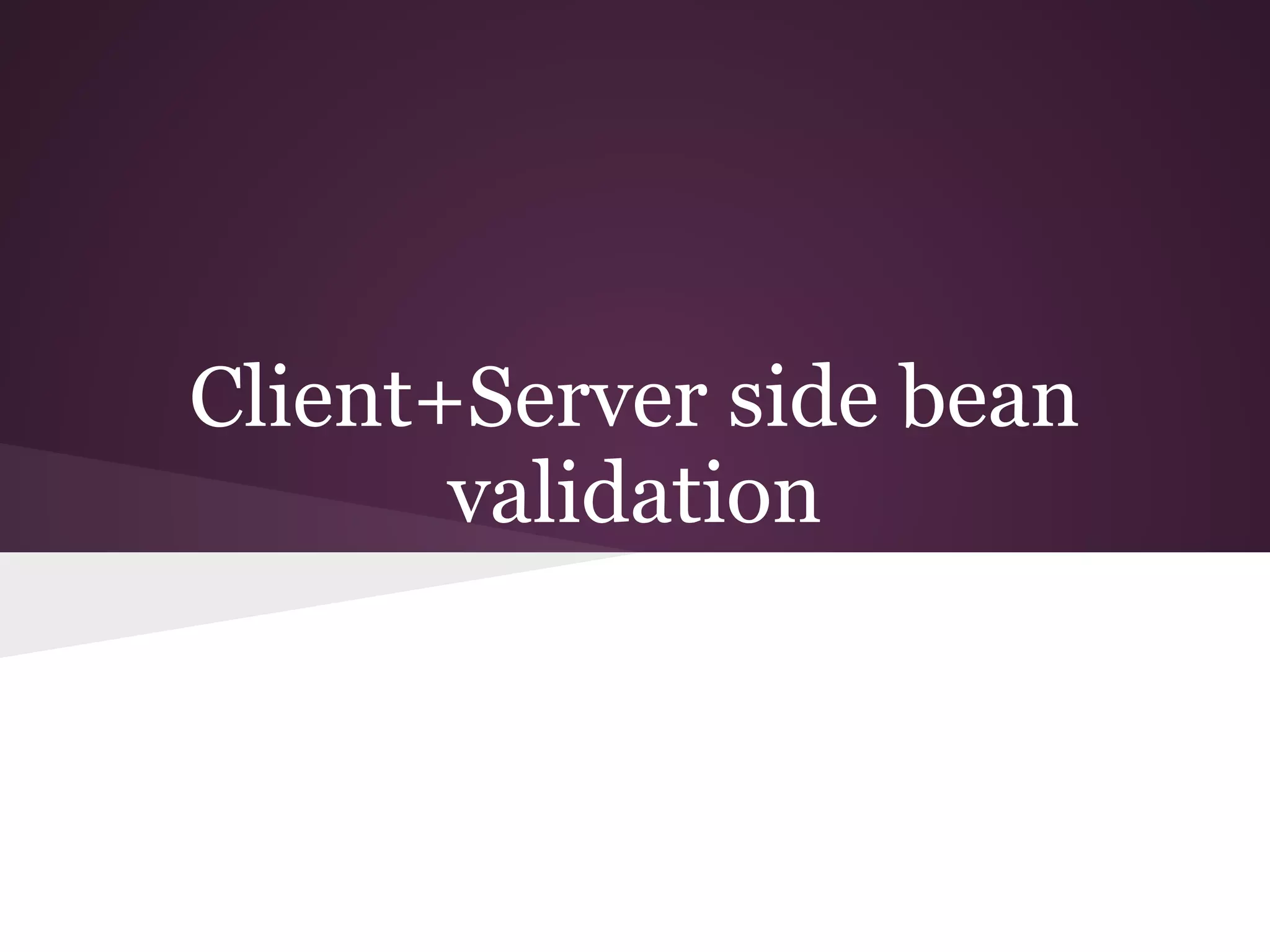 Client+server side bean validation | PDF