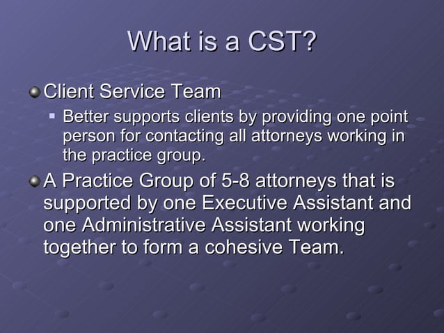Client Service Teams (CSTs) | PPT