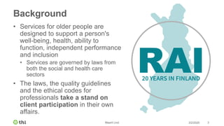Clients' participation in RAI assessments - Maarit Lind | PDF