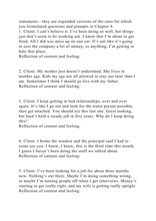 Client Statements Set 11. Client I can’t believe it. I’ve been .docx