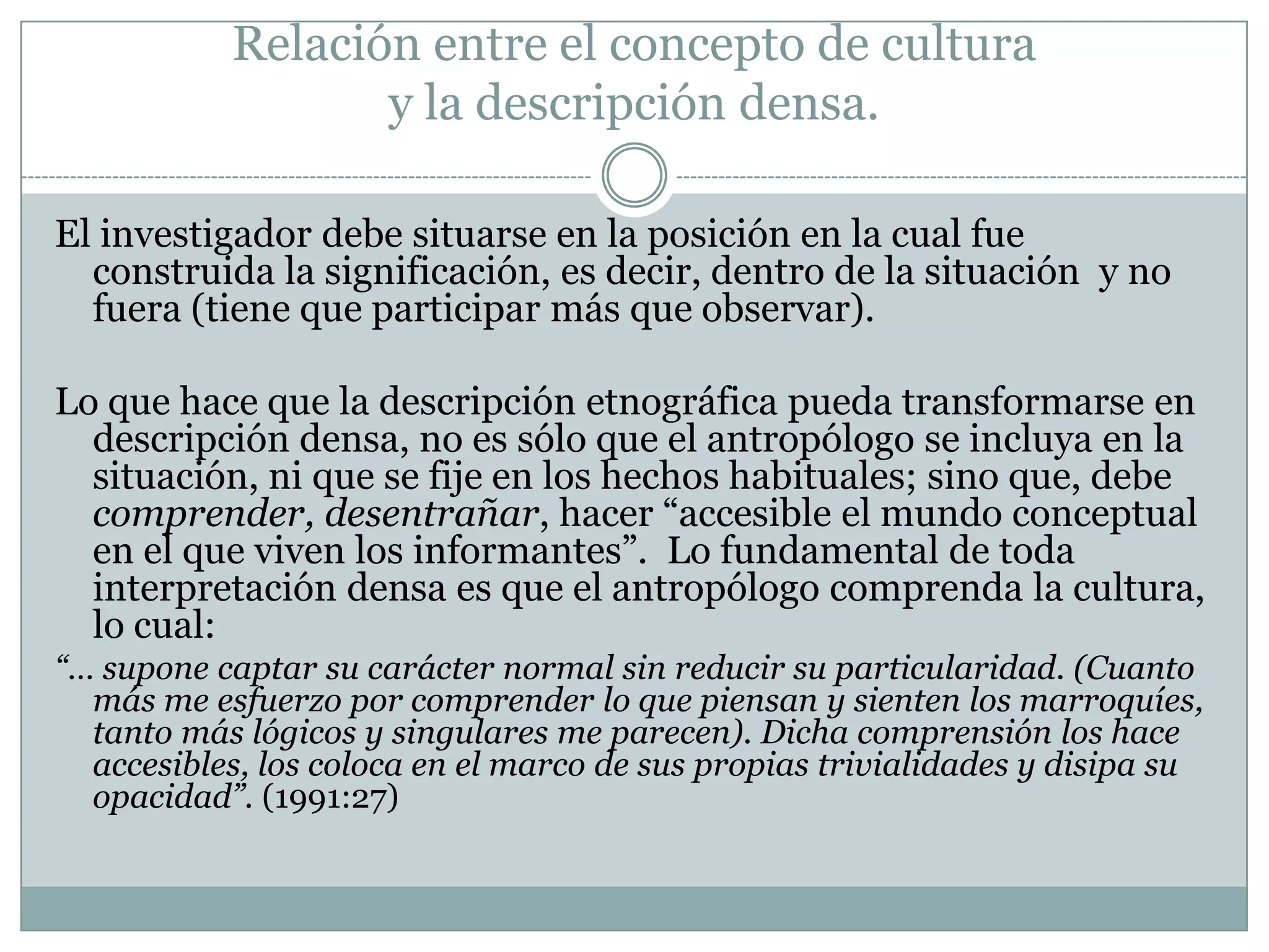 Clifford geertz. descripción densa | PPTX