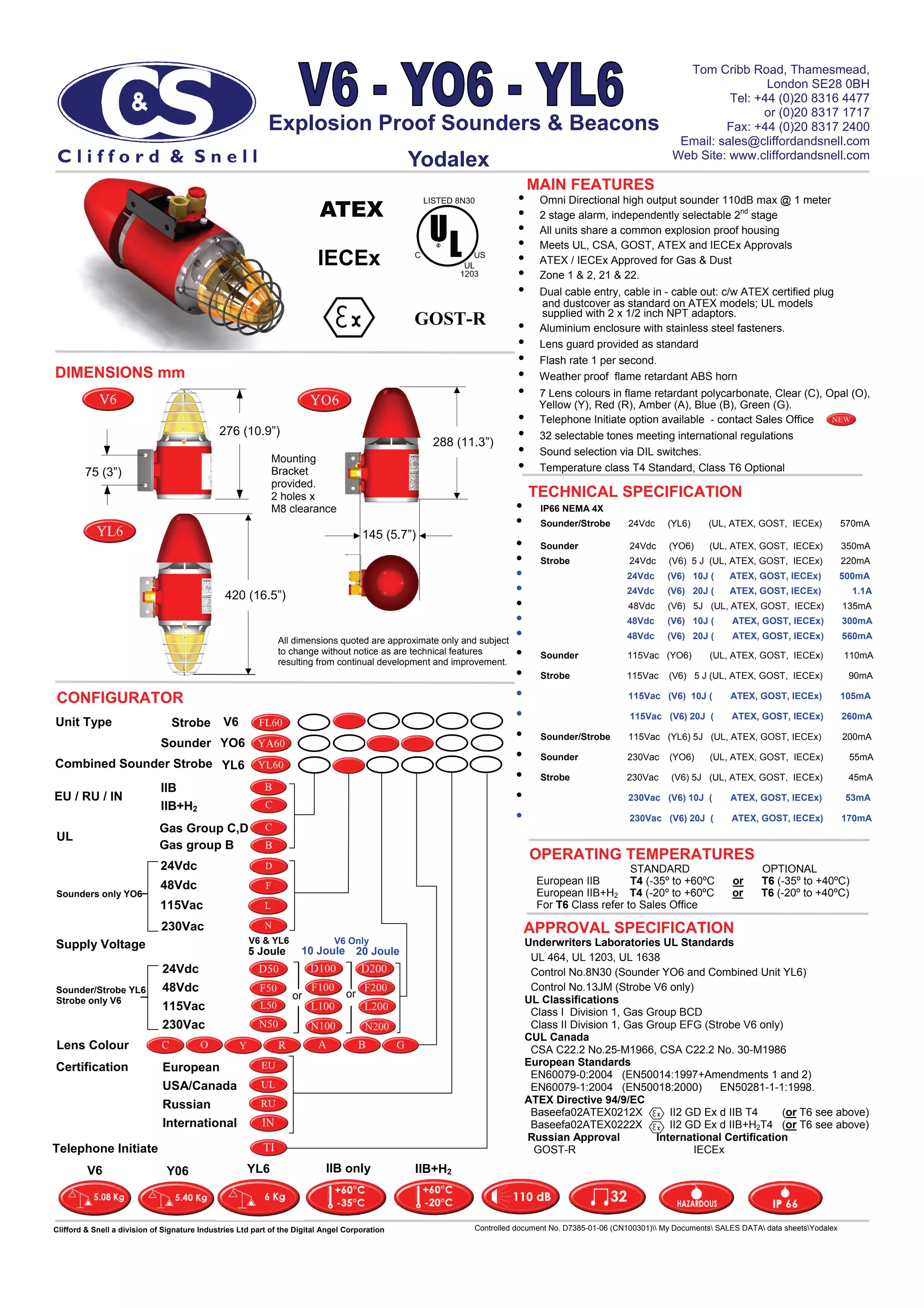 Clifford & Snell - Yodalex V6 - Hazardous Area ATEX Sounders (Horns ...