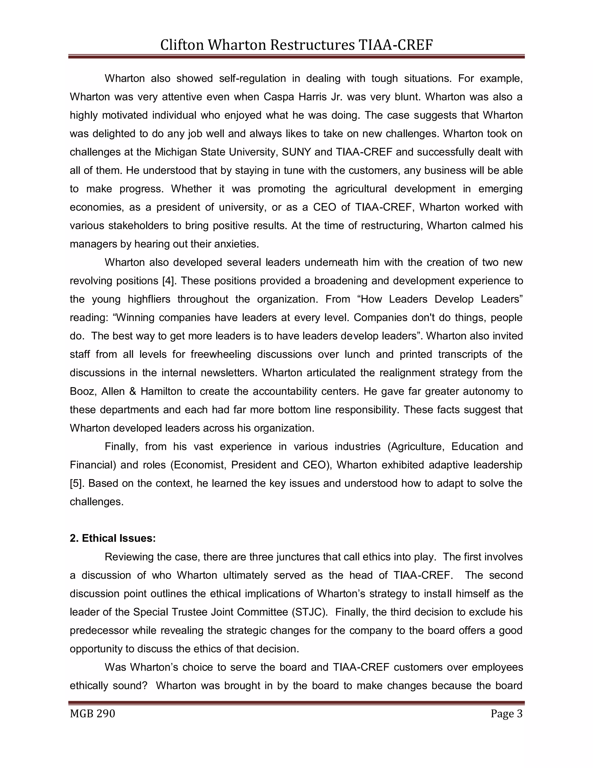 Clifton Wharton Case Study | PDF