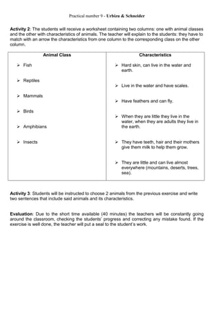 CLIL class - Animals | DOCX