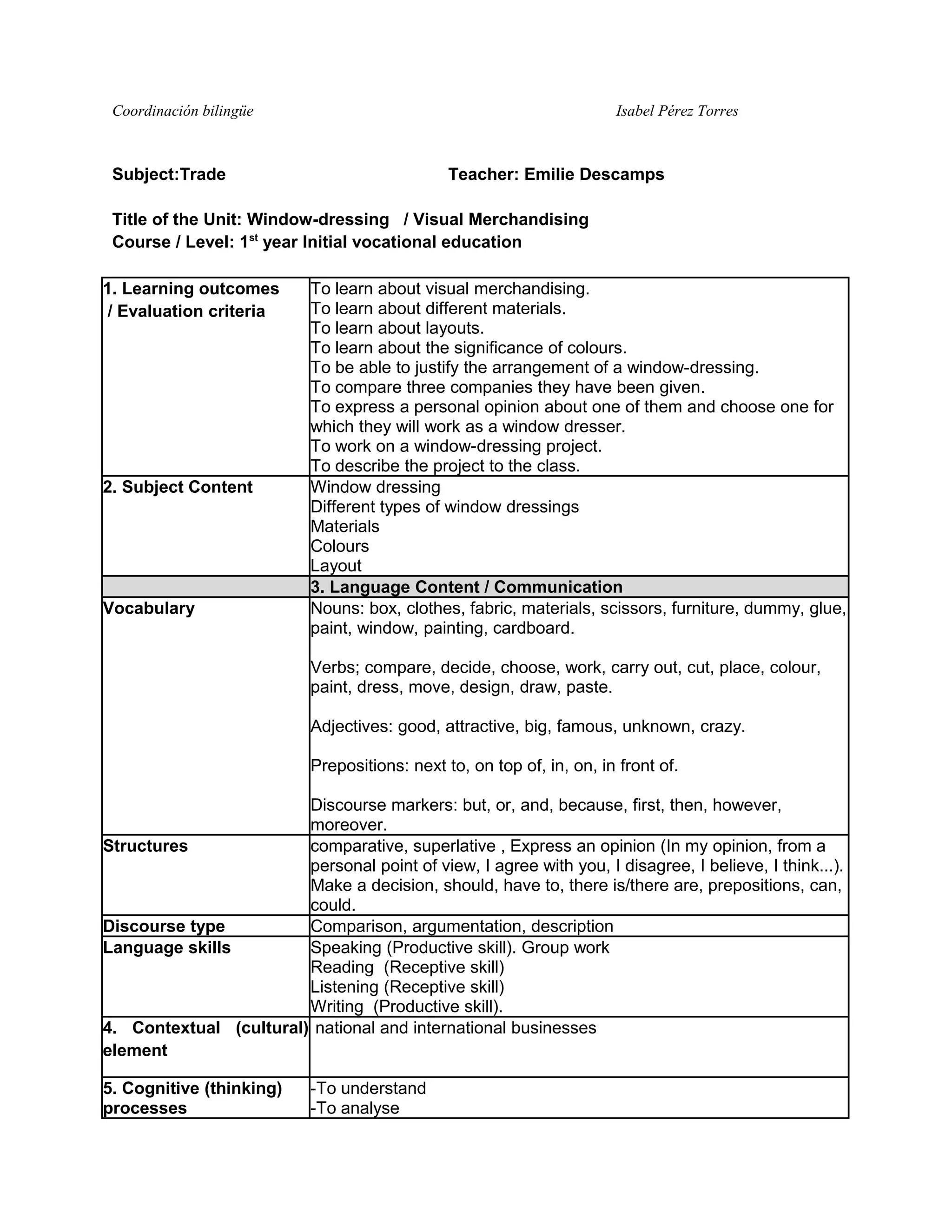 Clil didactic unit | DOC