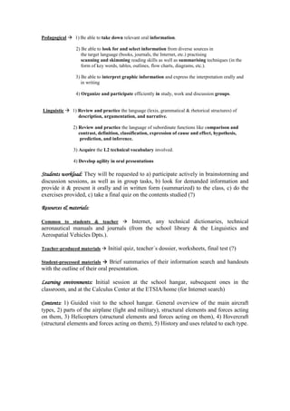 CLIL Didactic unit for Aerospatial Vehicles Dpt. | PDF