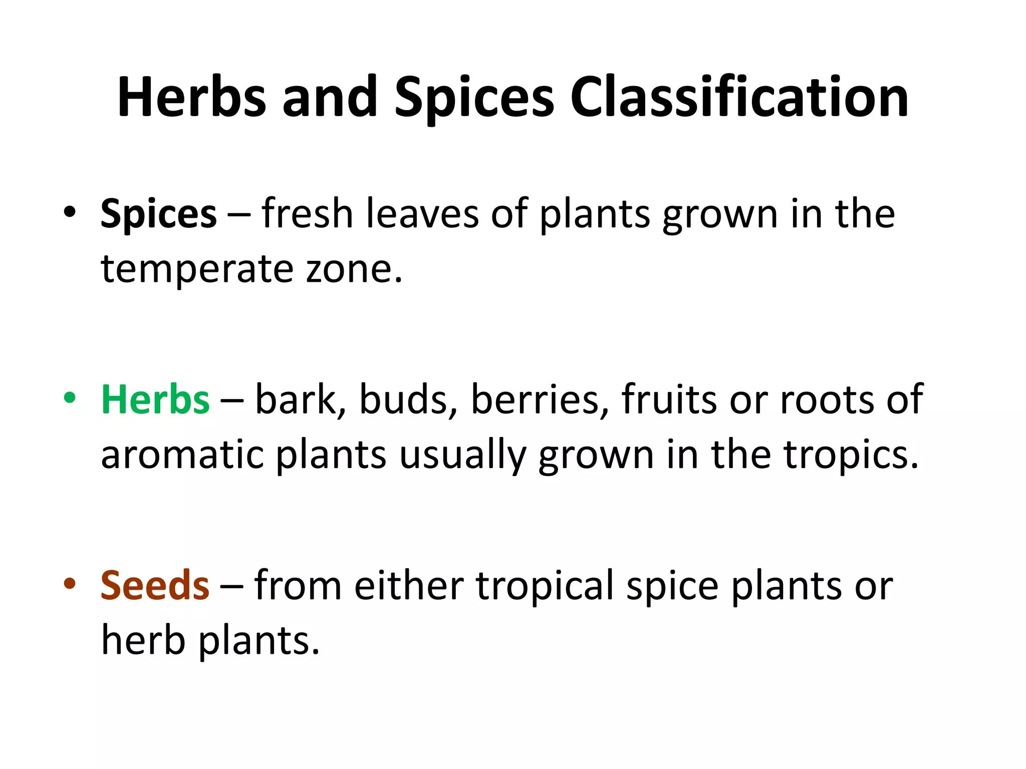 Spices and Herbs Lecture | PPTX