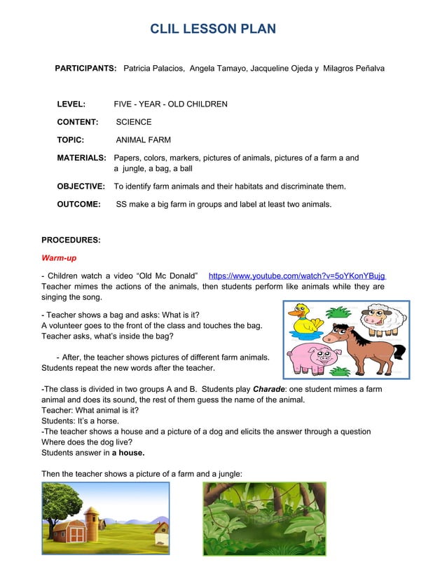 CLIL lesson plan | DOC | Biological Sciences | Science