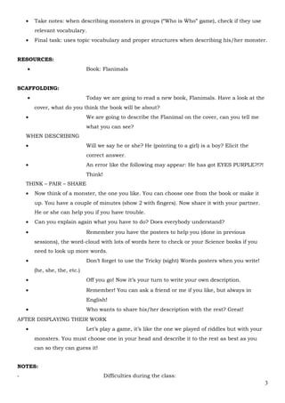 Clil lesson plan monsters | DOC