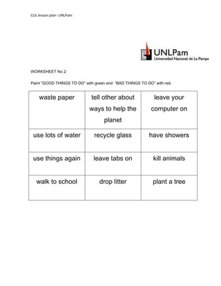 CLIL lesson plan- "Environmental Awareness" | DOCX