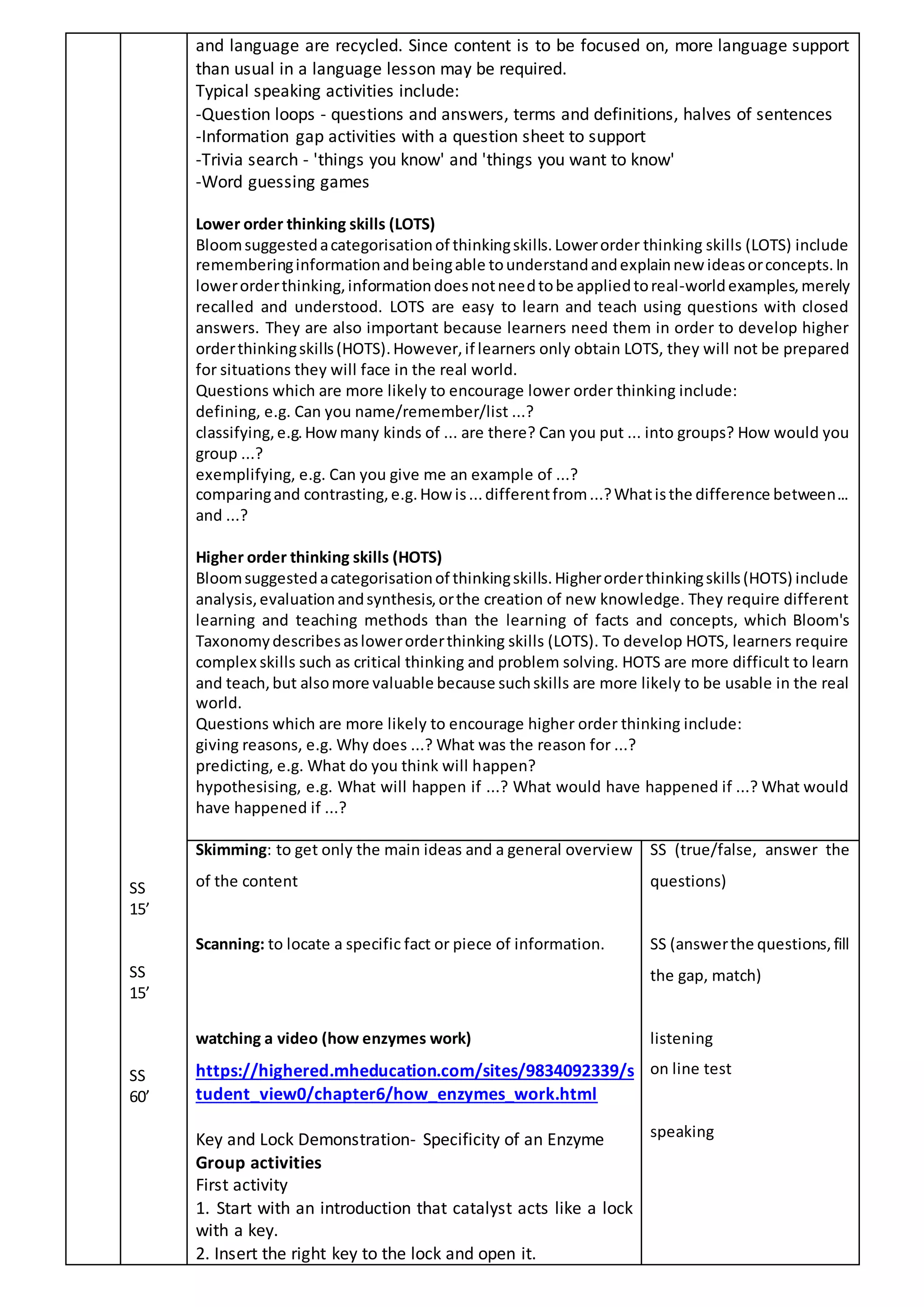 Clil lesson plan about enzymes (e lab for clil) Giuseppe Venturi ...