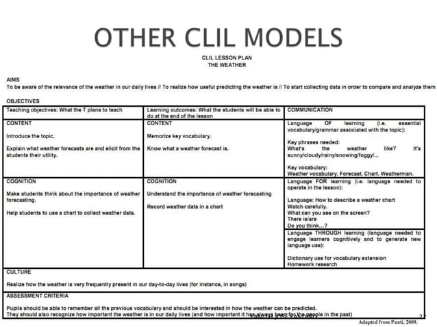 CLIL lesson planning | PPTX | Workshops and Classes | Hobbies & Interests
