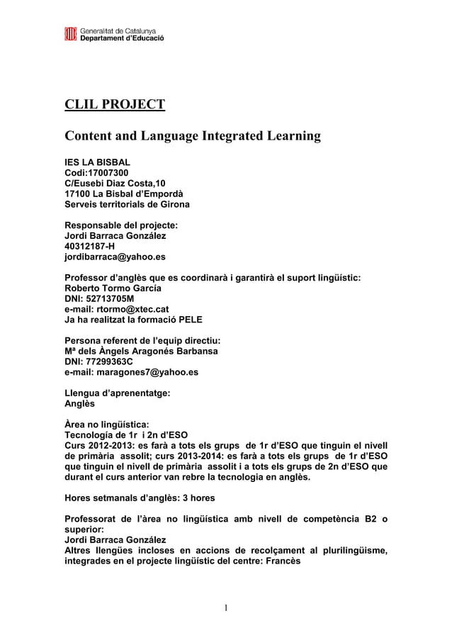 Clil project | PDF