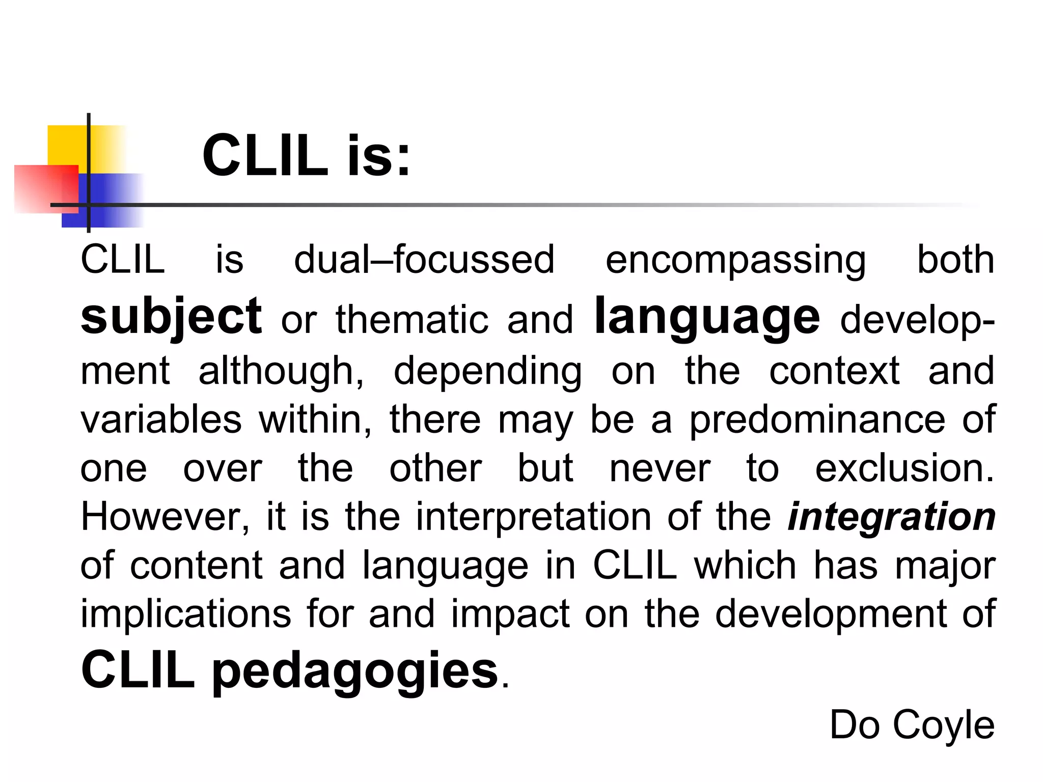 Clil theory diapos per mindmap | PPT