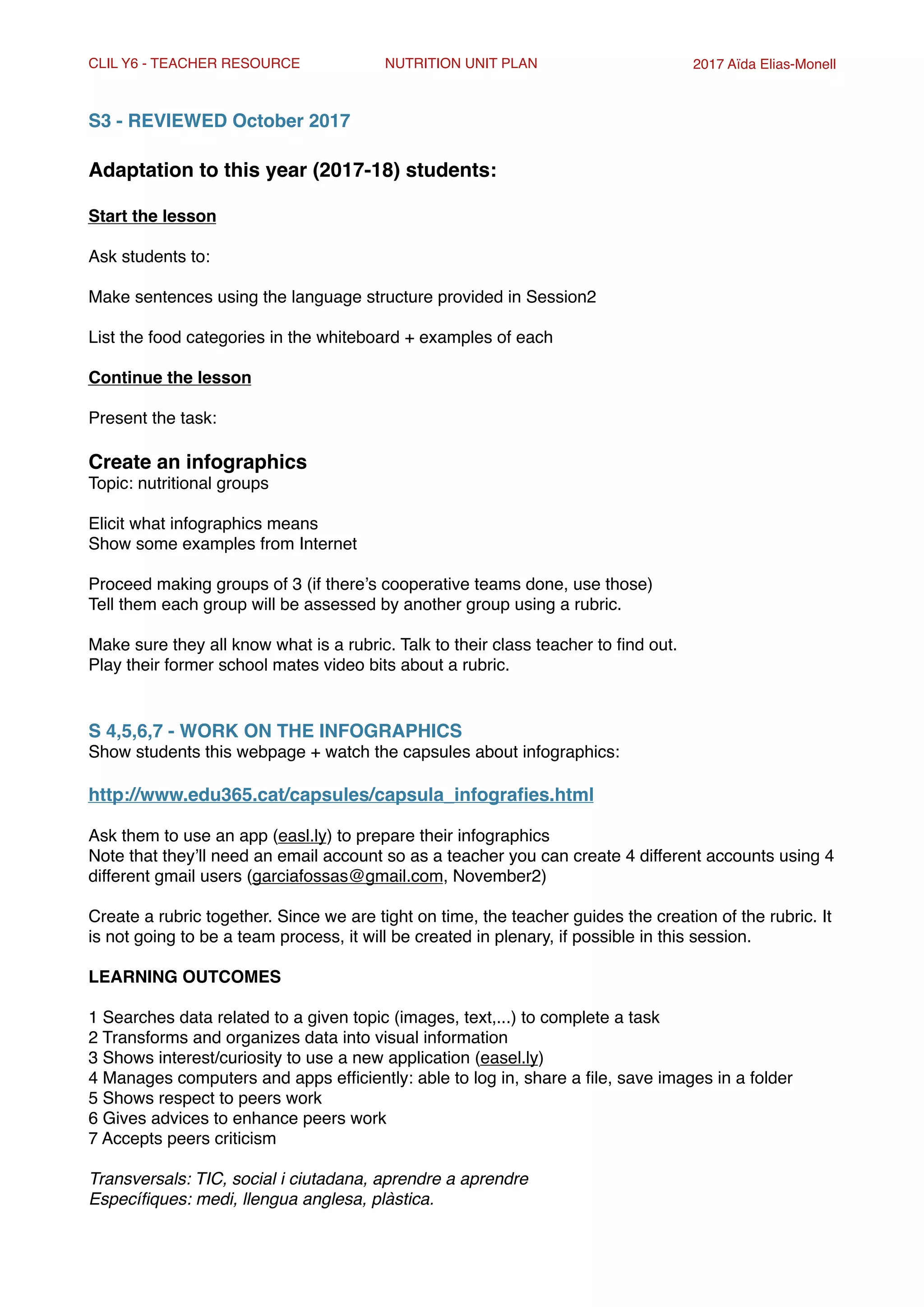 Nutrition unit - CLIL | PDF