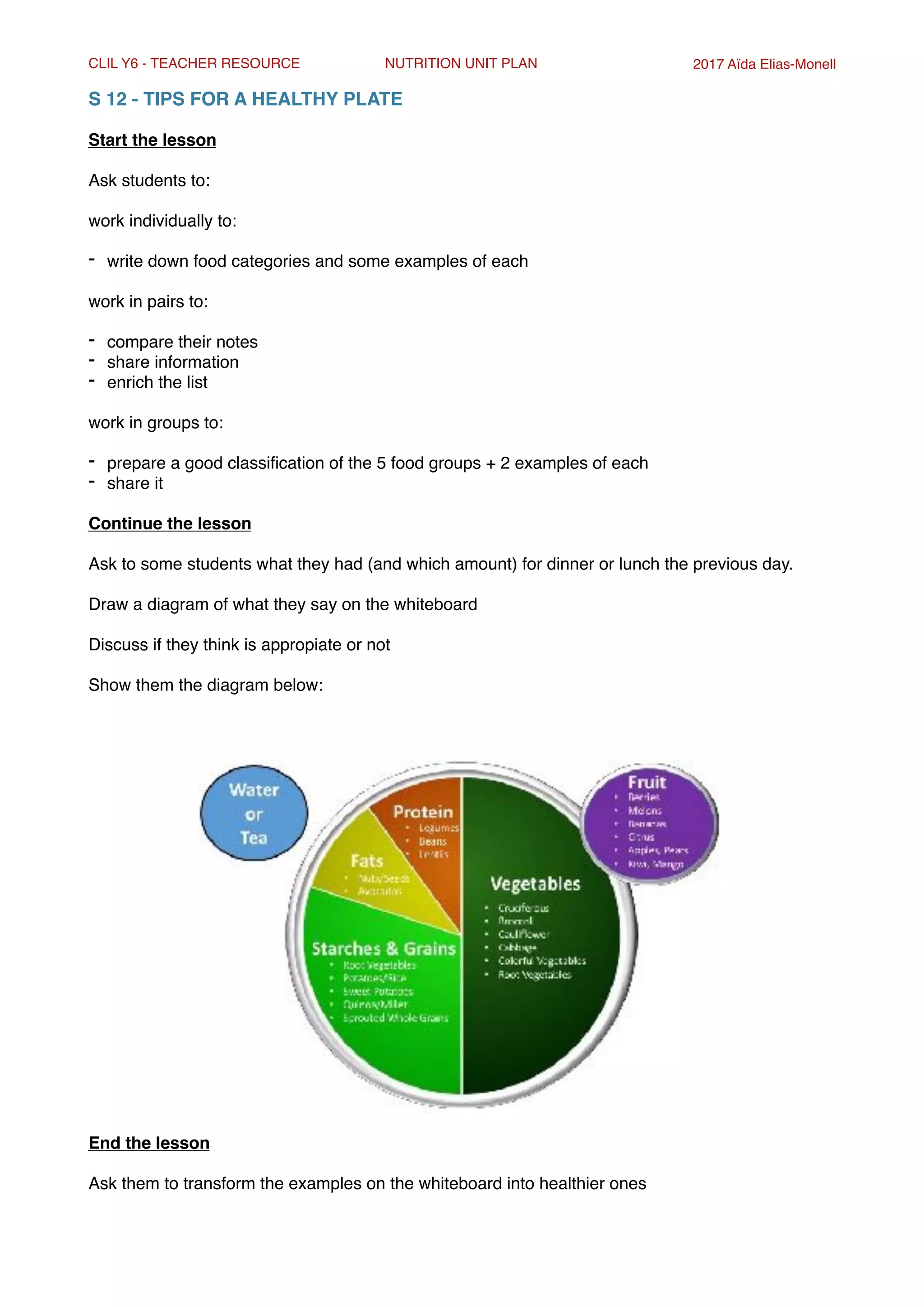 Nutrition unit - CLIL | PDF